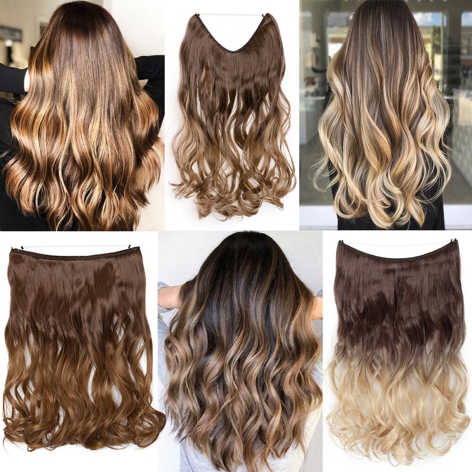 Secret Wire In Hair Piece Extensions Invisible Head Band Thick as Human ...