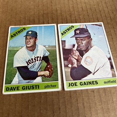 1966 Topps Dave Giusti #258 & Joe Gaines #122 Vintage Baseball Cards ...