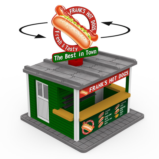 FAST FOOD COMBO - Hot Dog and Burger Stands w/Rotating Banners (O scale ...