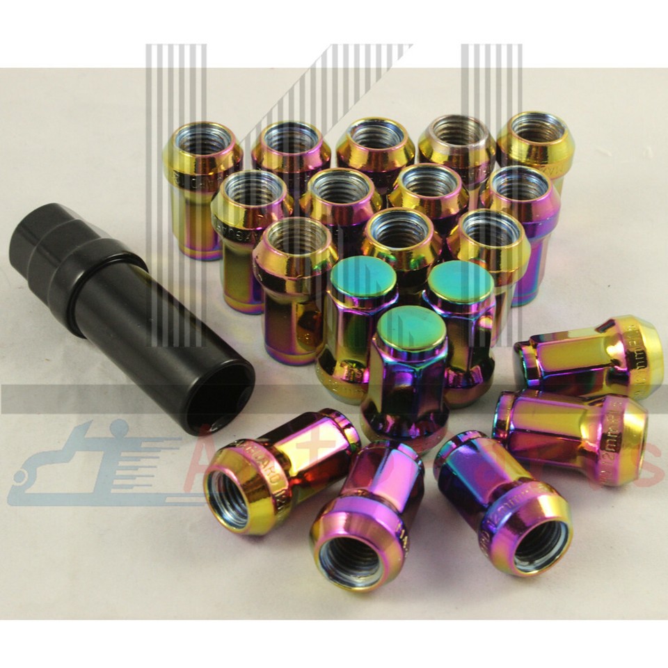Neo Chrome Steel Locking Heptagon Security Lug Nuts Set For Wheels/Rims ...