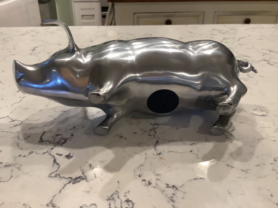 Vintage 12" Shinny Polish Steel Cast Metal Pig Piggy Coin Bank | eBay UK