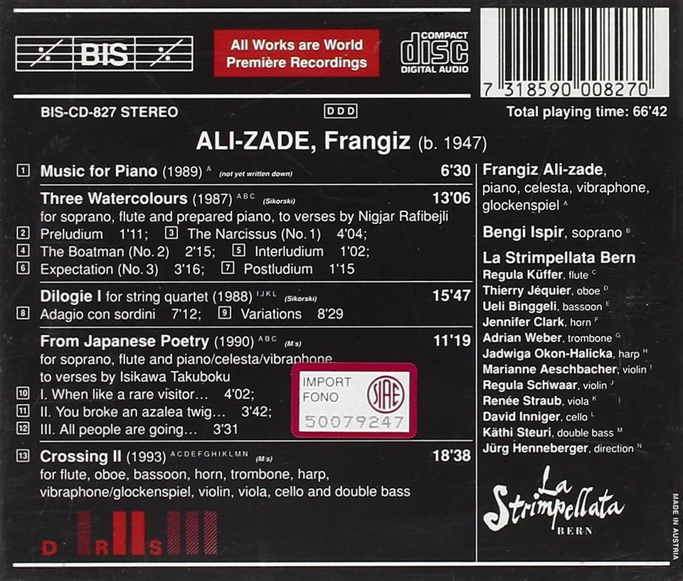 Frangiz Ali-Zade Ali-zade/crossings (CD) Album | eBay