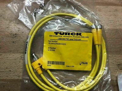 YP2-MFS4/2PKG3M-0.6/0.6 Turck New Cordset Cable Y Splitter U-31558--NEW ...
