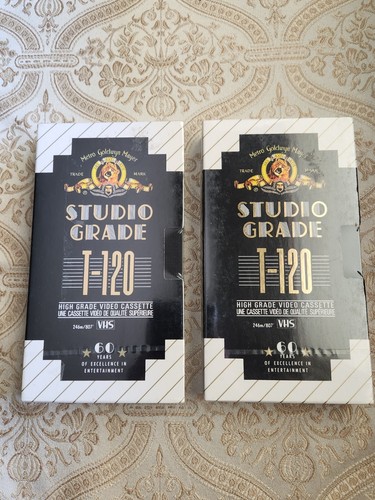 2 NEW sealed MGM Studio Grade T-120 Video Blank VHS tapes Recordable ...