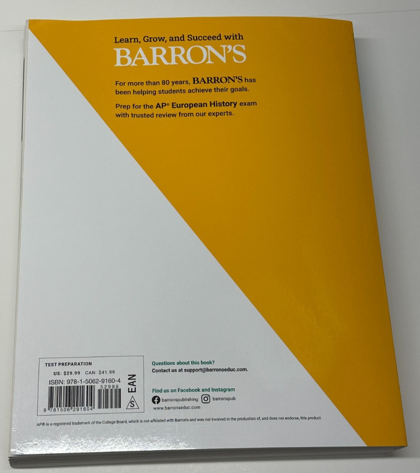 PRICE DROP! Barron's Ap Prep Ser.: AP European History Premium, 2025 ...