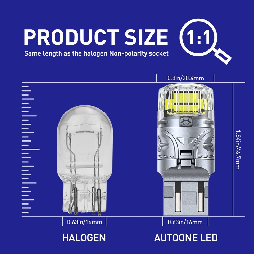 2X 7443 7441 LED White Reverse Backup Brake Tail Stop Parking Lights ...