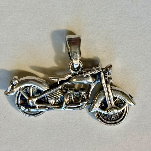 STERLING SILVER MOTORCYCLE CHARM PENDANT WITH MOVABLE WHEELS | eBay