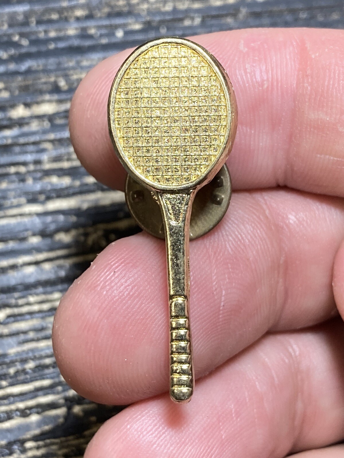 Gold Tone Tennis Racket Lapel Pin Vest Collectible EUC K506 | eBay
