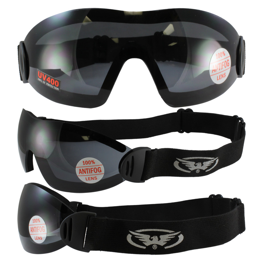 2 Sky Dive Goggles Clear Smoke Skydiving New Shatterproof Polycarbonate ...