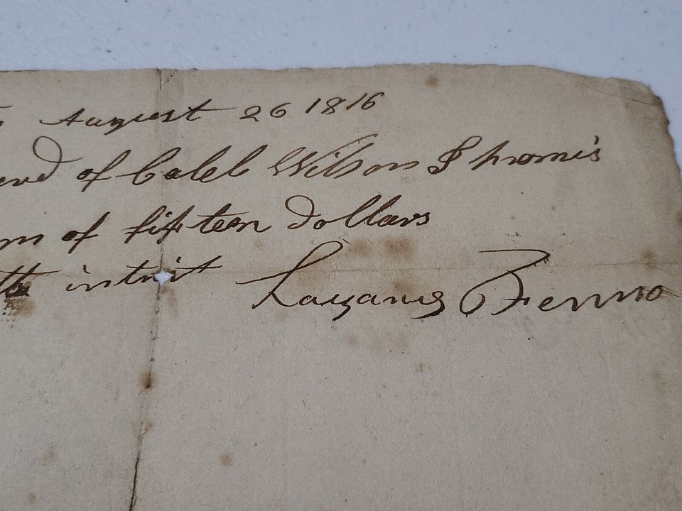 1816 Dorchester MA Lazarus FENNO Early Boston Family IOU from Caleb ...