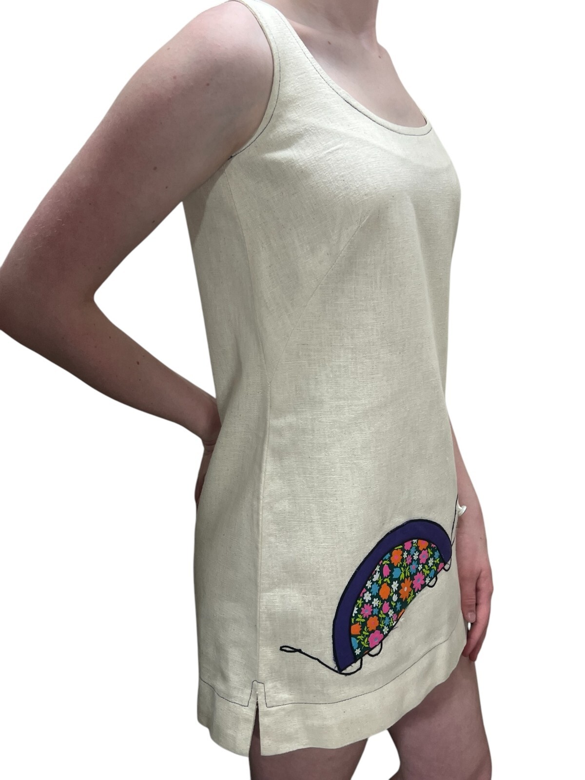 Vtg 70s MICRO MINI DRESS MUSLIN XS~S Jr. Petite GOOGLE EYE TURTLE ...