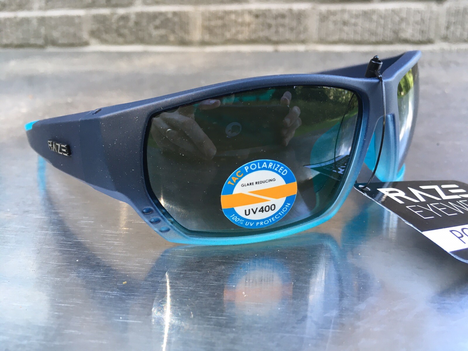 RAZE Eyewear Sunglasses Sonar polarized fishing Blue Frame Green Lens ...