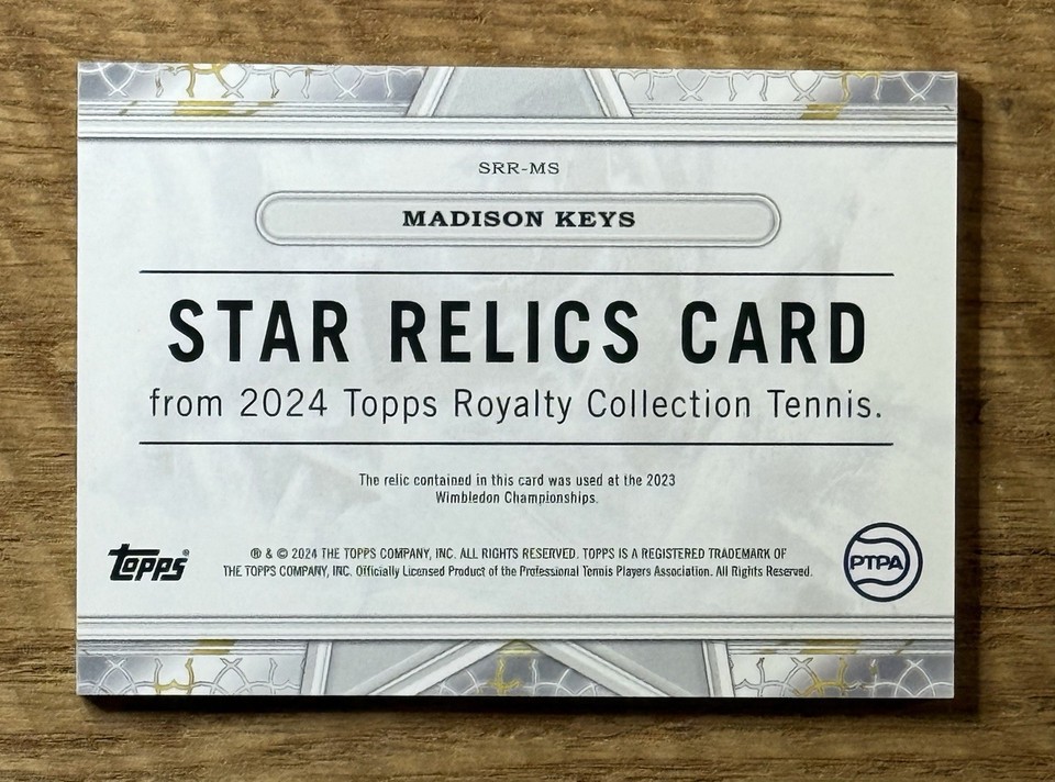 Madison Keys - 2024 Topps Royalty Tennis Match Used Patch Star Relics ...