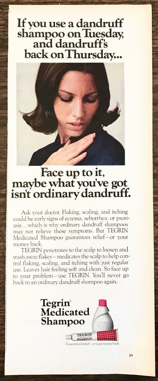 1972 PRINT AD FOR Tegrin Medicated Shampoo What Youve Got Isnt Ordinary ...