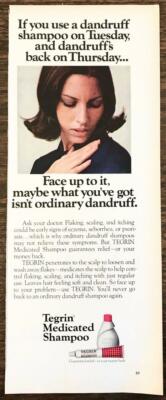 1972 PRINT AD FOR Tegrin Medicated Shampoo What Youve Got Isnt Ordinary ...