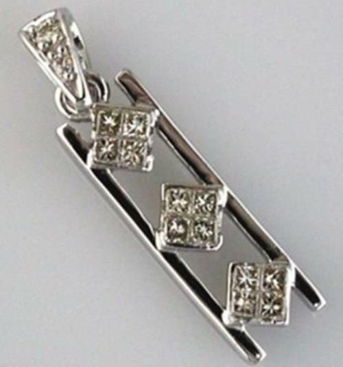 .2CT DIAMOND 14K WHITE GOLD ROUND & PRINCESS INVISIBLE TRIPLE SQUARE ...