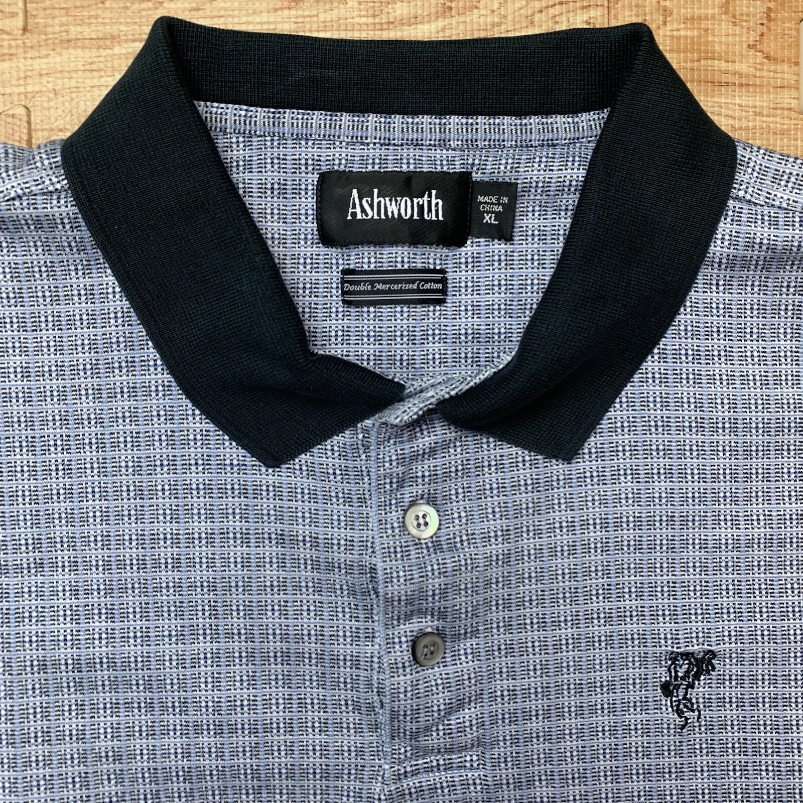 Vintage Ashworth Polo Shirt Blue Men’s Size XL Double Mercerized Funky ...