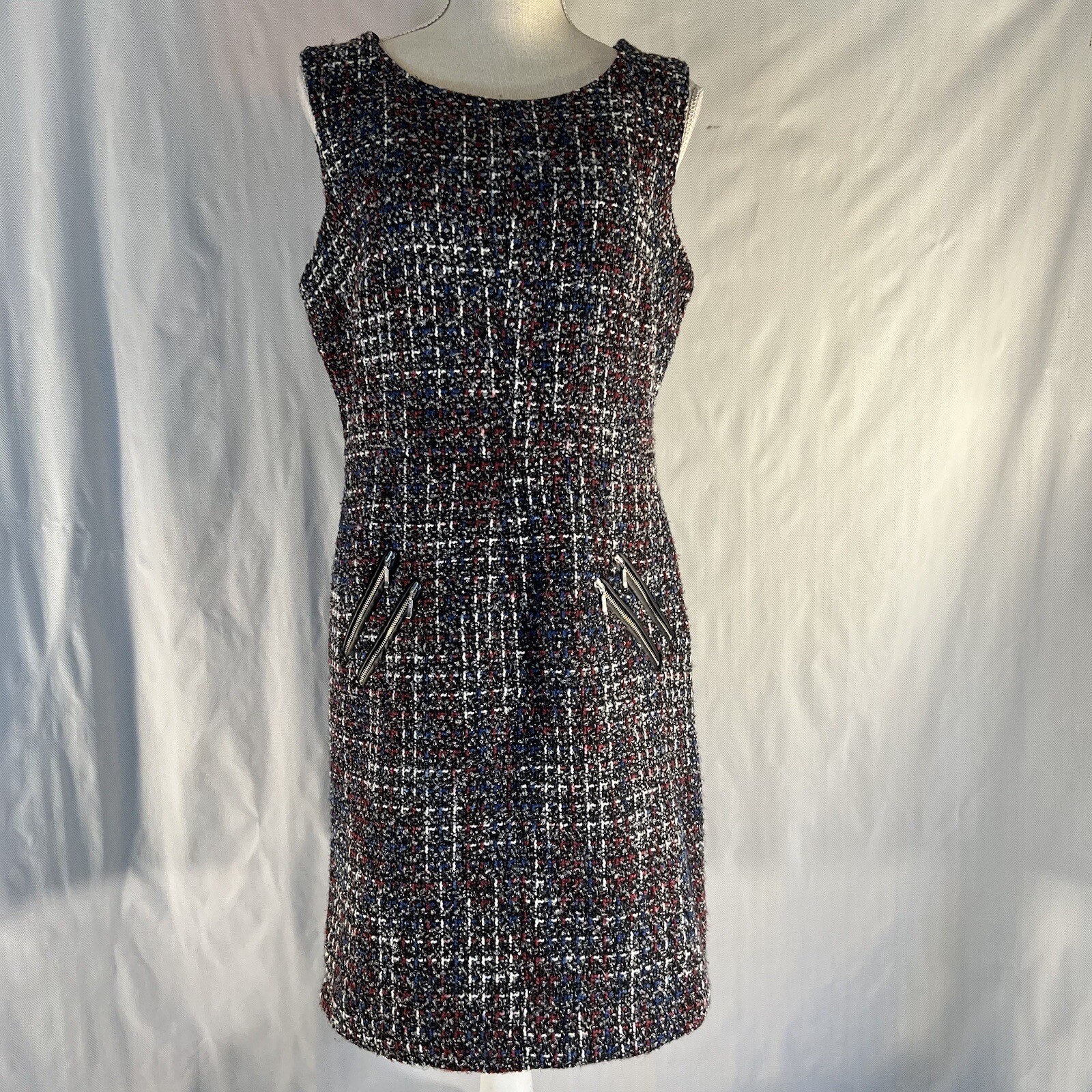 Forest Lily Plaid Black Red & White Tweed Sleeveless … - Gem