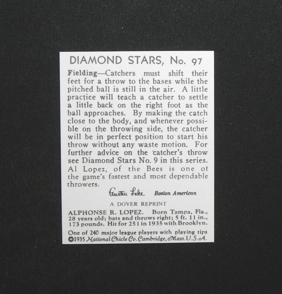 Alphonse "Al" Lopez Dover Reprint of Diamond Stars Card #97 _ EXACT ...