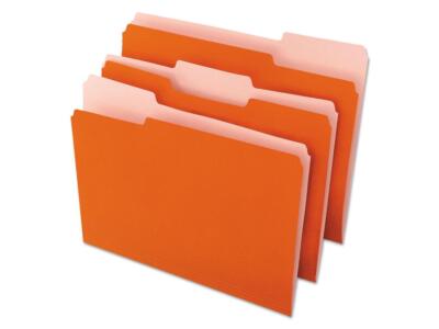 File Folders, 1/3 Cut One-Ply Top Tab, Letter, Orange/light Orange, 100 ...