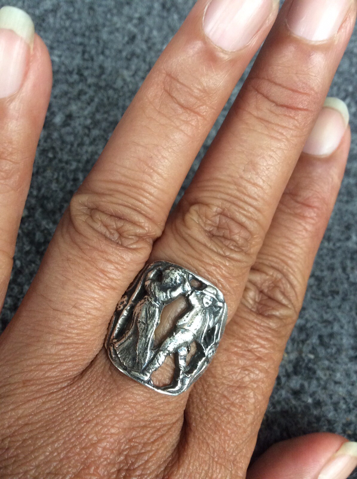 Beautiful vtg art nouveau Cini sterling silver 925 couple Ring Size 8.5 ...