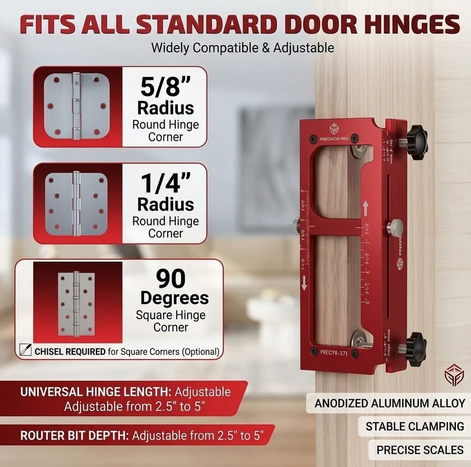Door Hinge Jig for Router Door Lock Template Mortise Jig Drill Guide ...