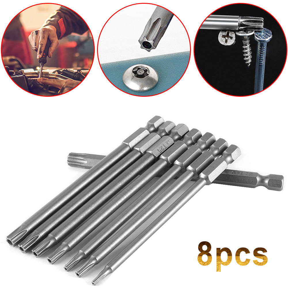 8pcs Torx Screwdriver Bit Set Hex Security Magnetic Head 100MM Extra ...