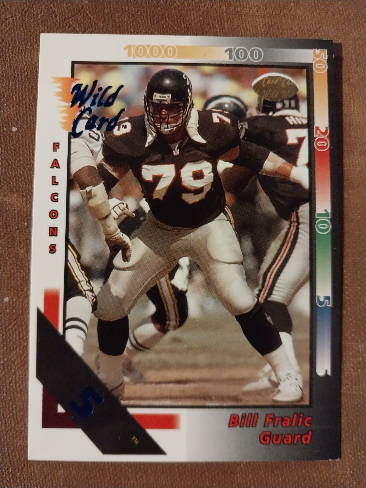 1992 BILL FRALIC WILD CARD 5 STRIPE NFL CARD #152 ATLANTA FALCONS PITT ...