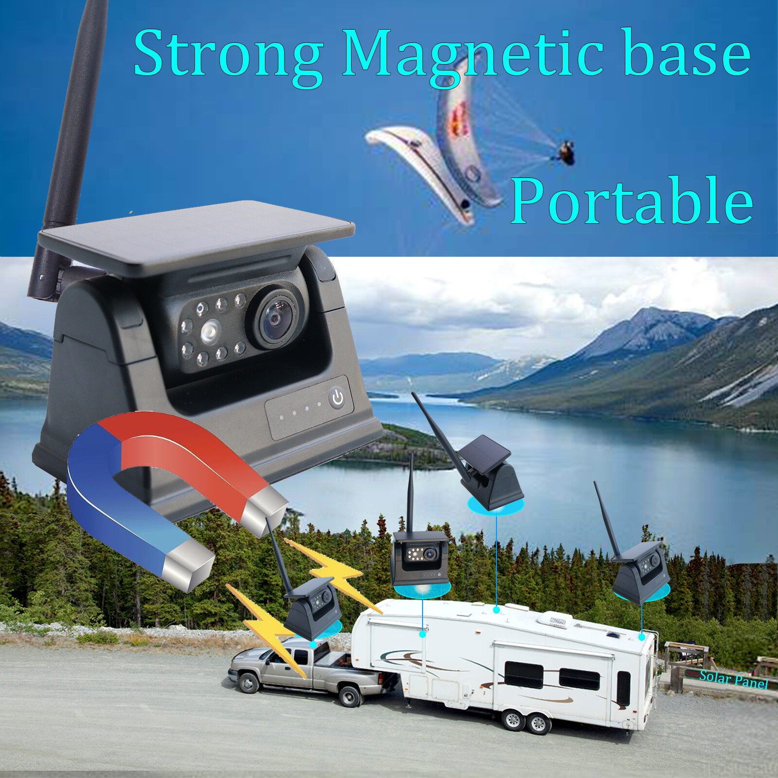 Digital Wireless Solar Battery Powered Magnetic Backup Reversing Camera ...