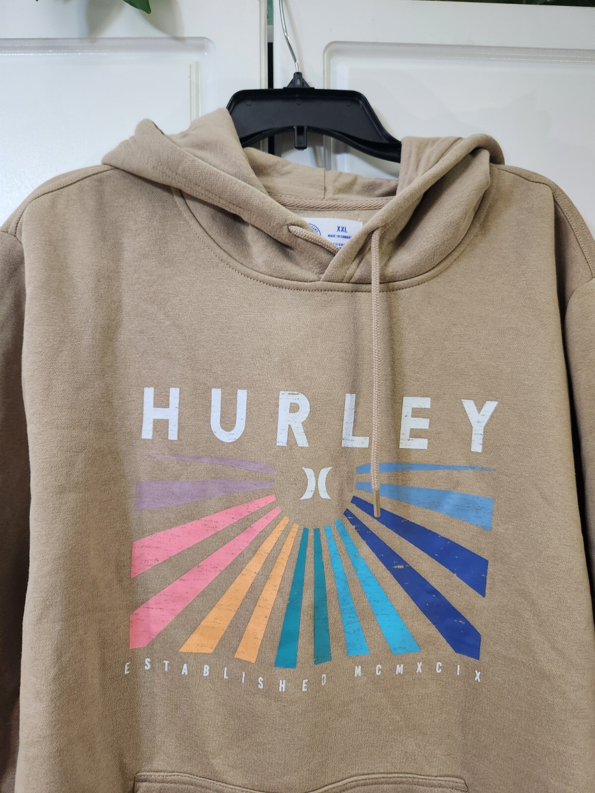 Hurley Men Big Logo Hoodie Tan Long Sleeve XX Large Orig $62 | eBay