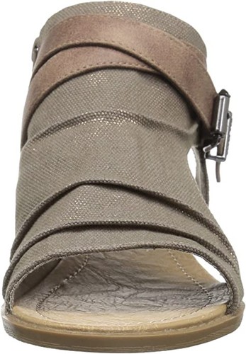 Steve Madden Vana Taupe Multi Canvas Open Toe Low Wedge Flat Gladiator ...