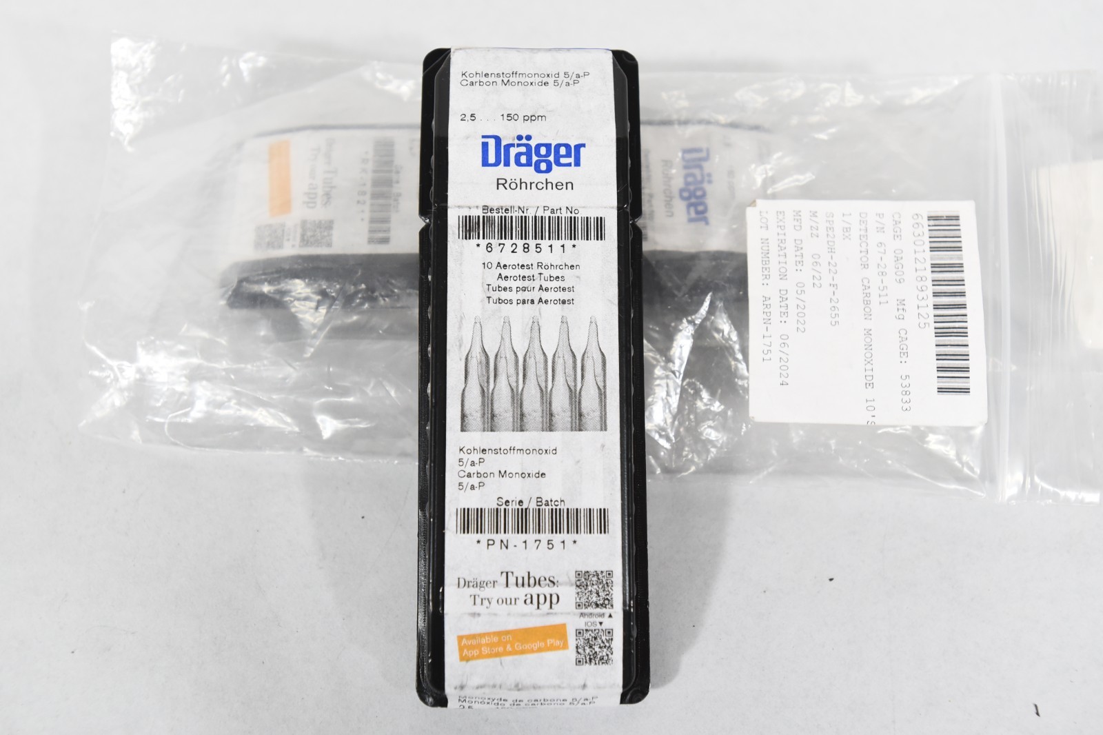 Box of 10 Drager 6728511 Carbon Monoxide Detector Tubes | eBay