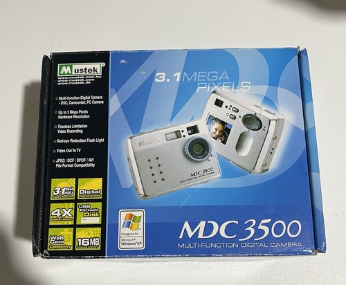 🔥 Vintage Mustek MDC 3500 4x Zoom 3.1MP Digital Camera FOR PARTS W/ Box ...