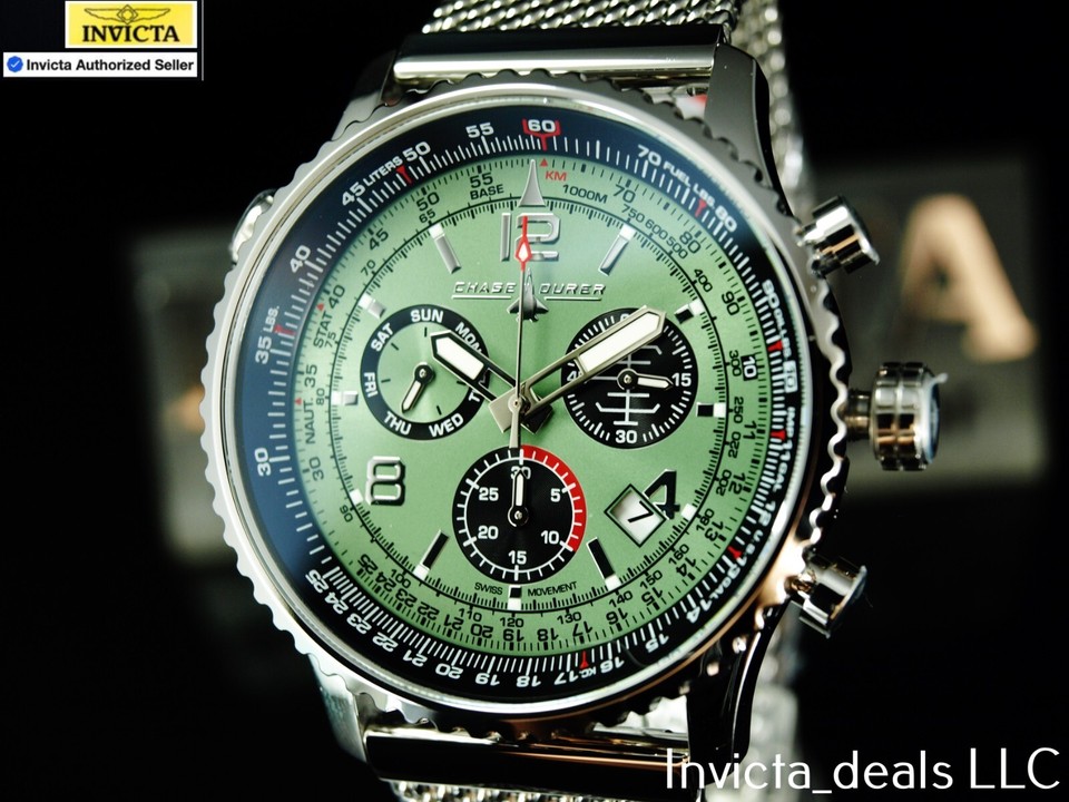 Invicta Men's 50mm Chase Durer Chrono FLIGHT COMMANDER GREEN DIAL ...