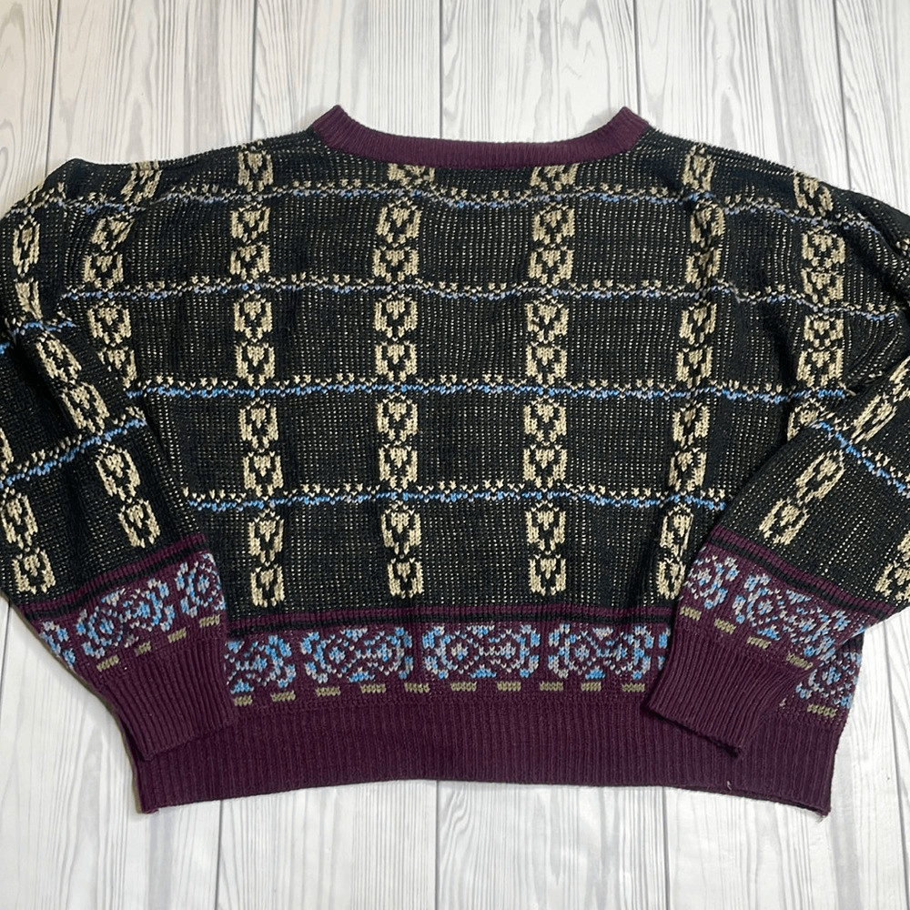 90s vintage Gitano Geometric Grandpa Cardigan Sweater… - Gem