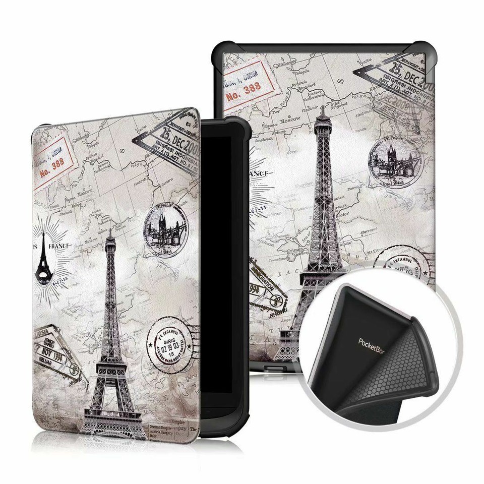 Folio Leather Stand Smart Case Cover For PocketBook Touch Lux 4/5 HD3 ...