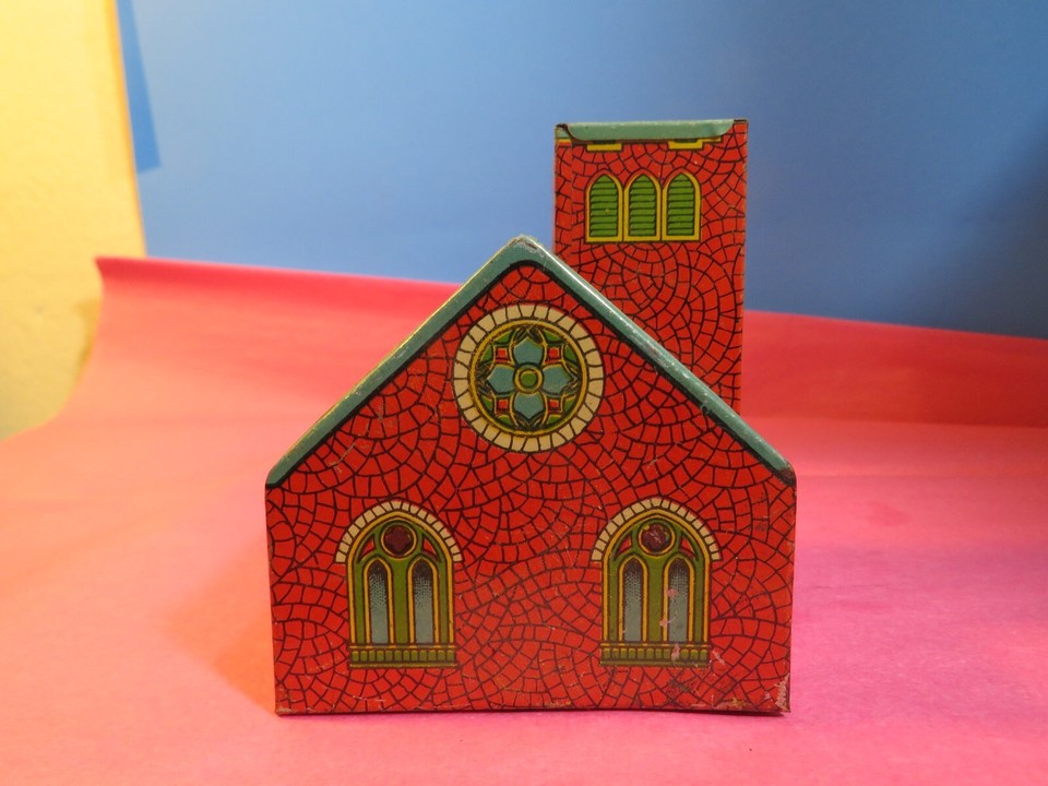 J. Chein Tin Litho Church Coin Bank Made USA | eBay