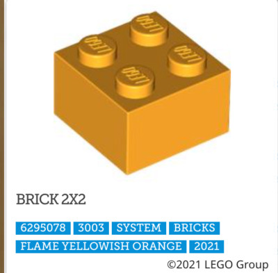 LEGO- NEW!-FLAME YELLOW ORANGE 2X2 BRICK QTY 4 | eBay