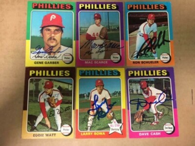Philadelphia Phillies Autographed 1975 Topps Baseball Card Lot(6) with ...