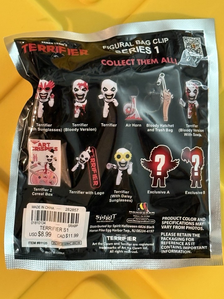 Terrifier Figural Bag Clip-Spirit Halloween-SOLD OUT! Art The Clown-NEW ...