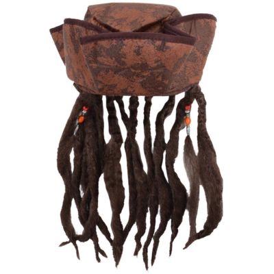 Caribbean Jack Sparrow Pirate Fancy Dress Hat With Dreadlocks Hair ...