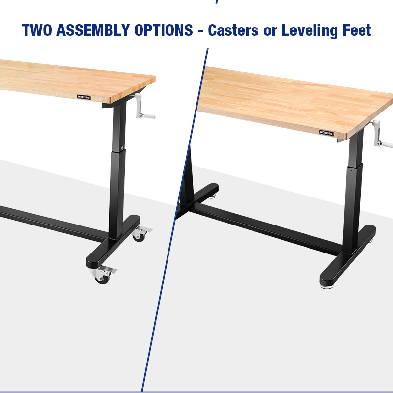 WORKPRO 48" Height Adjustable Work Table w/Crank Handle Caster ...