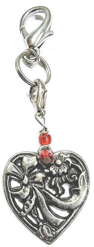 Heart Filigree Keychain Silvertone Metal Sculpted Purse Clip Keyring ...
