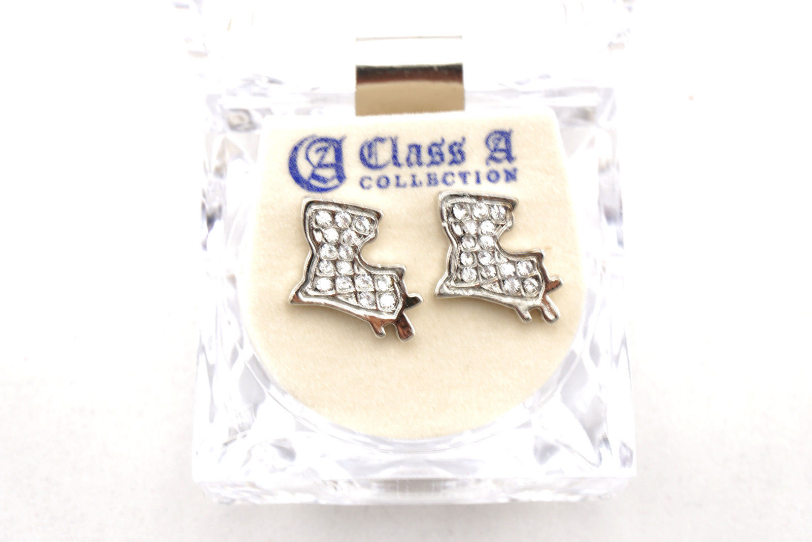 Louisiana LA State Silver Tone w/ Clear CZ Rhinestones Stud Earrings | eBay