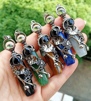 5pcs Opal Obsidian Vary stone Faceted Pendants Chakra Reiki Healing ...