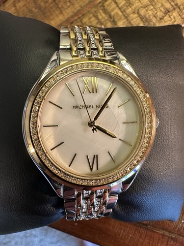 Michael Kors Mindy Three-Hand Women Quartz Stainless Steel Silver White ...