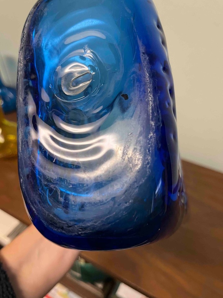 Stunning Vintage Blenko Textured Blue Azure Square Glass Vase 894 | eBay