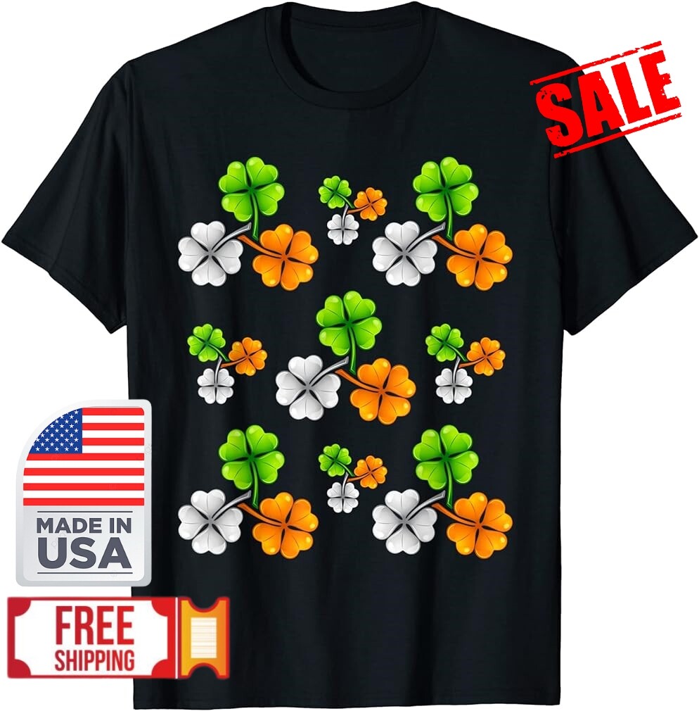 St Patricks Day Lucky Shirt Women Girls 4 Four Leaf Clover T Shirt
