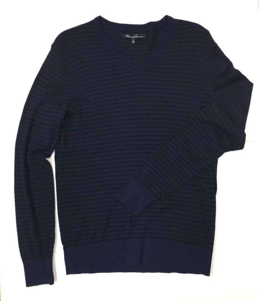 Kenneth Cole New York Men's Cotton Blend Striped V-Neck Sweater. | eBay