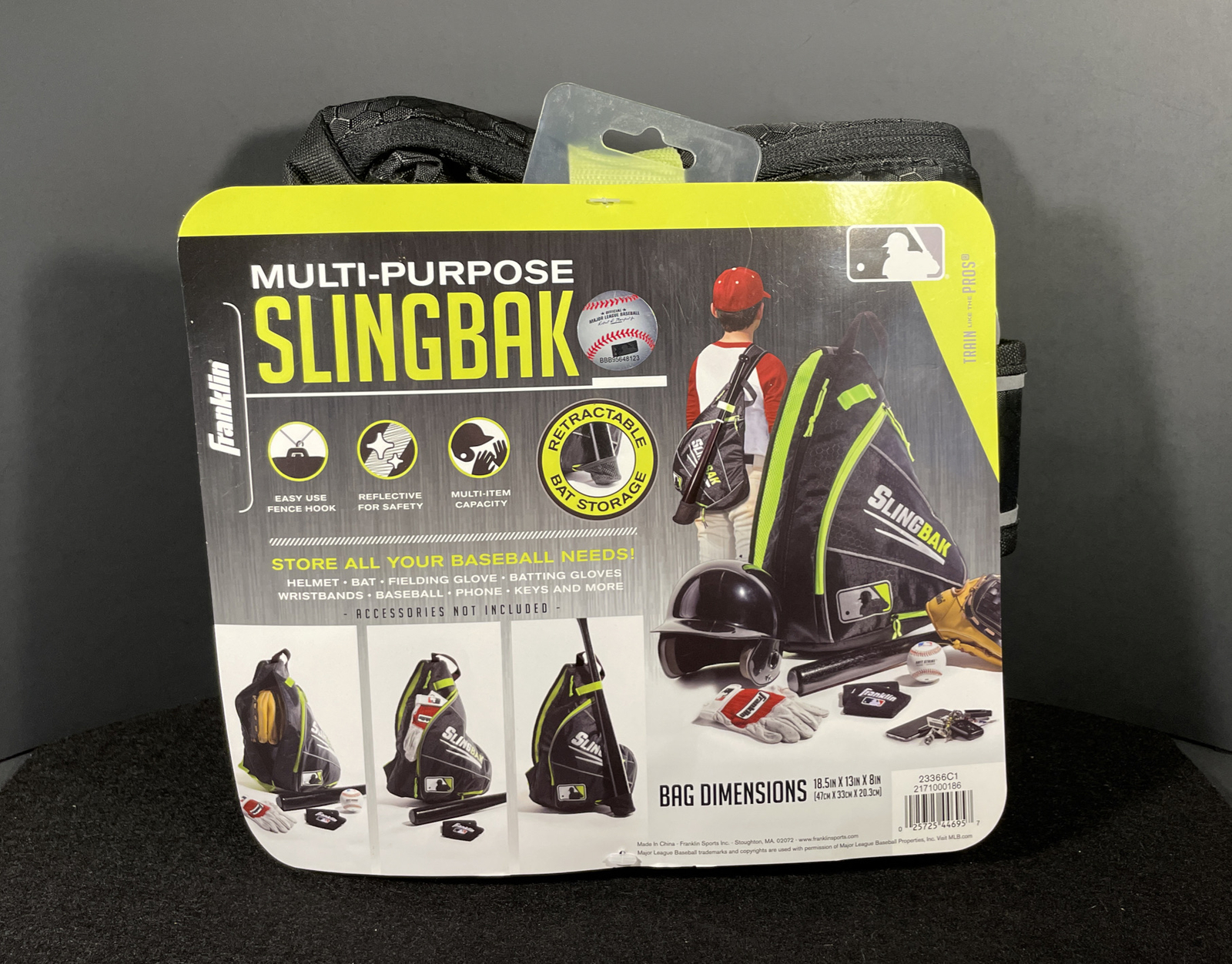 Franklin Sports MLB Baseball Multipurpose Sling Back Bag Retractable ...